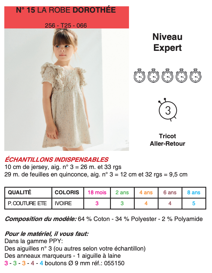 Patron de la robe Dorothée - Phildar – Tricolaine St-Jean-sur-le-Richelieu